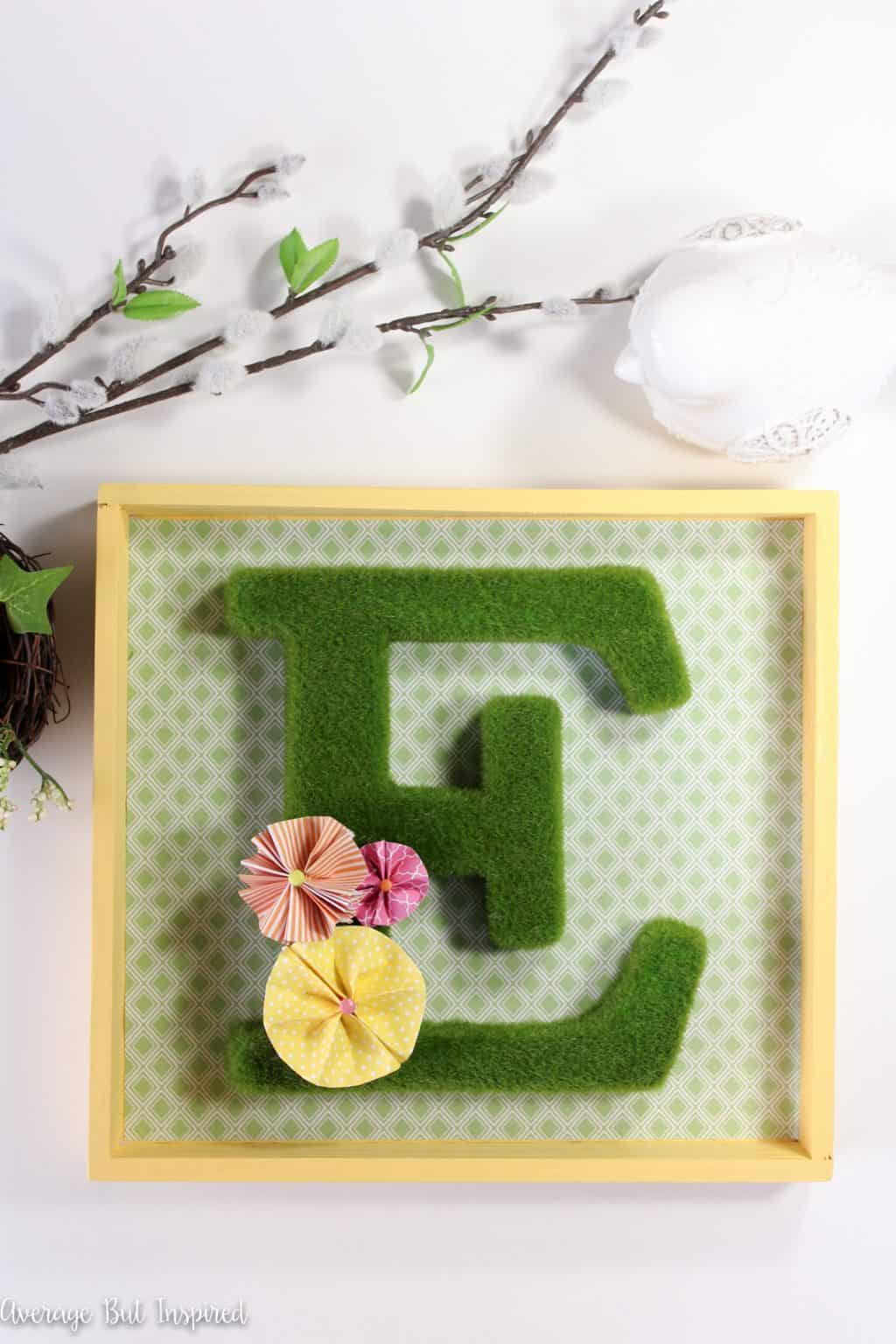 DIY Moss Monogram Shadow Box - Average But Inspired