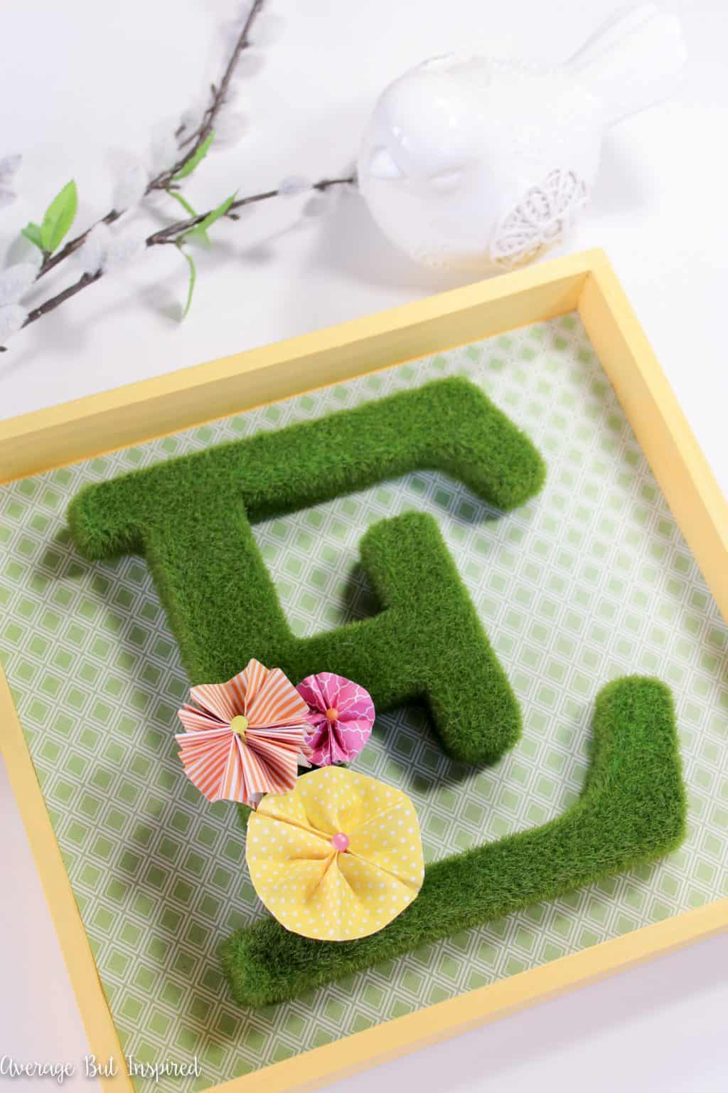 DIY Moss Monogram Shadow Box - Average But Inspired