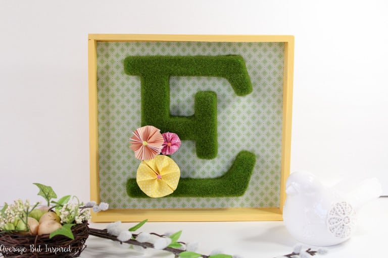 DIY Moss Monogram Shadow Box - Average But Inspired