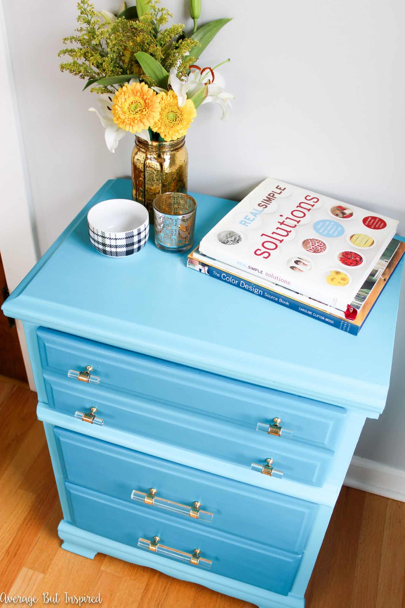 A Bold, Two-Tone Turquoise Dresser Makeover