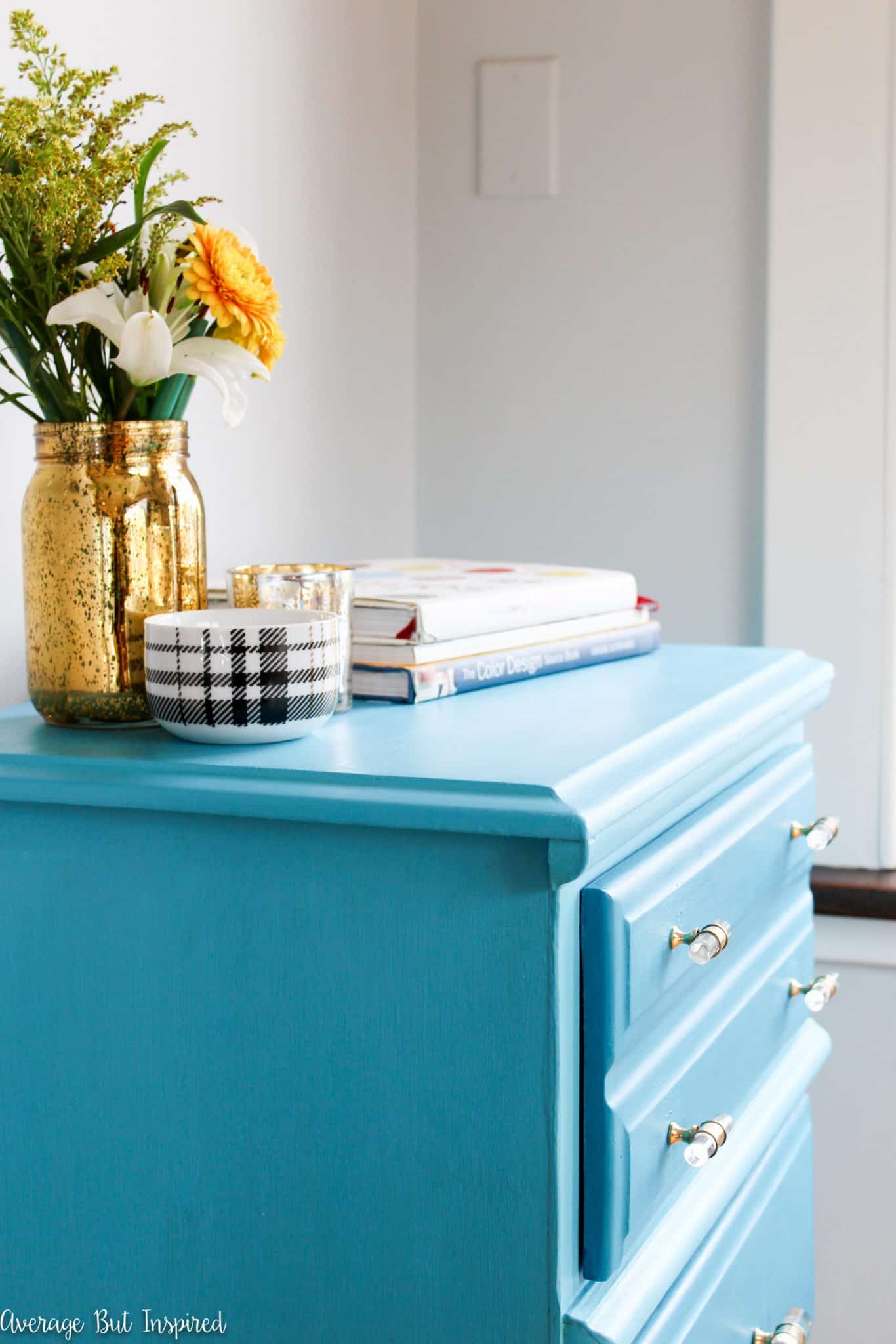 A Bold, Two-Tone Turquoise Dresser Makeover