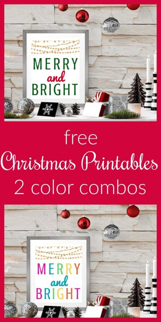 Colorful Merry & Bright Free Printables for Christmas