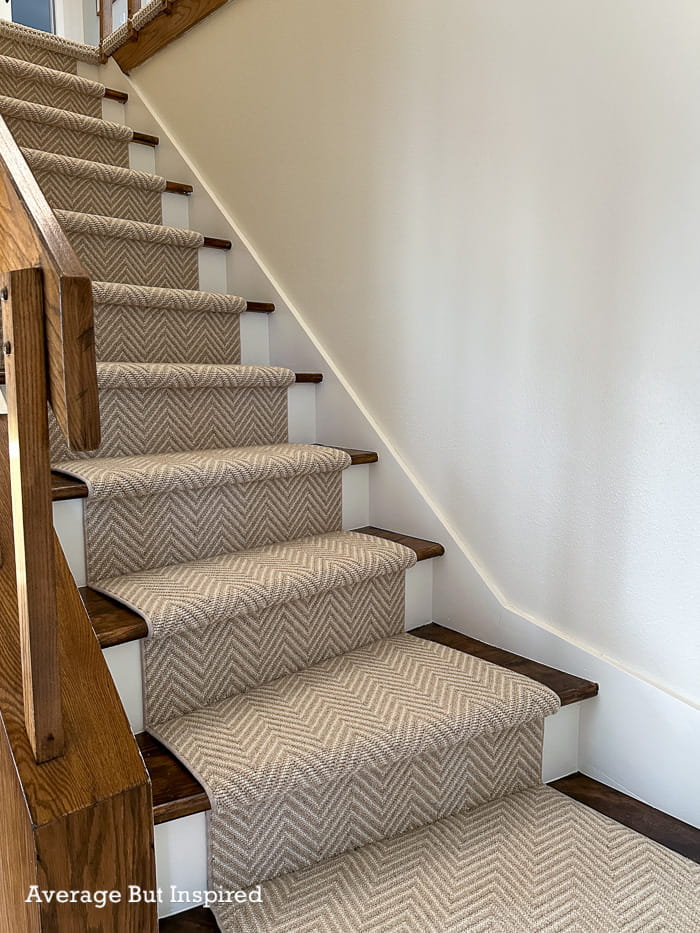 Our Modern Stair Runner on Pie Steps