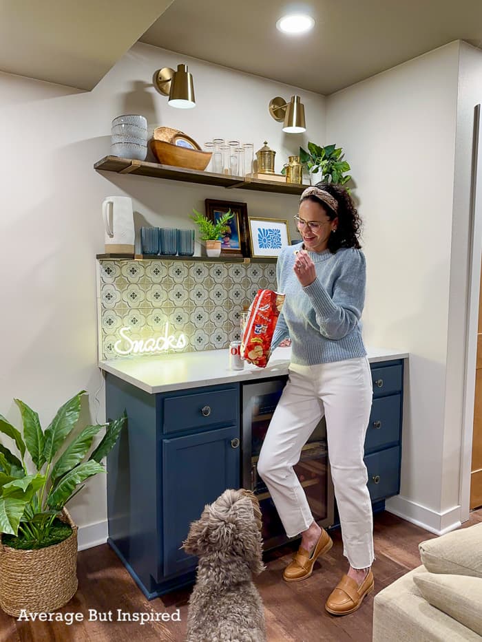 DIY Built-In Dry Bar with Beverage Fridge