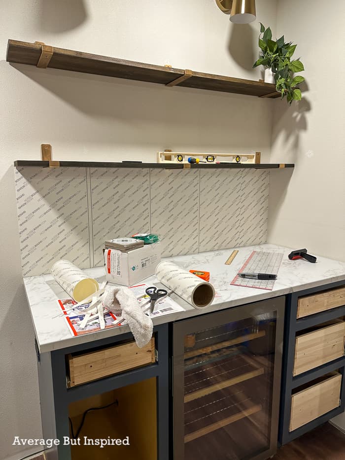 DIY Built-In Dry Bar with Beverage Fridge