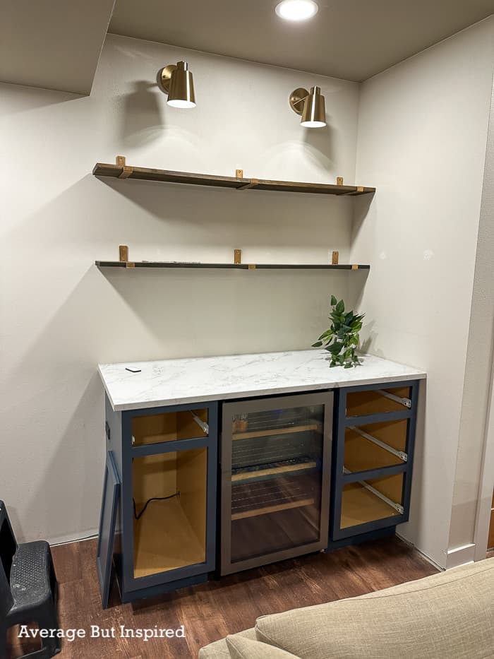 DIY Built In Dry Bar with Beverage Fridge