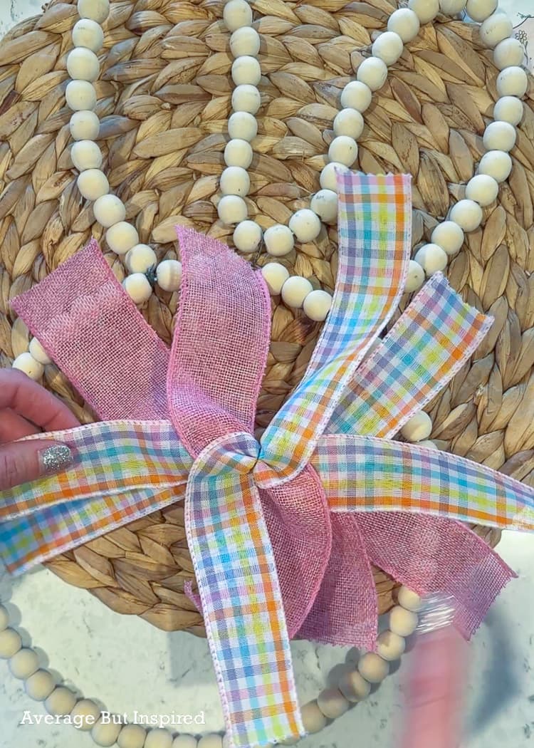 DIY Wood Bead Bunny Wreath: Dollar Tree Easter Door Decor