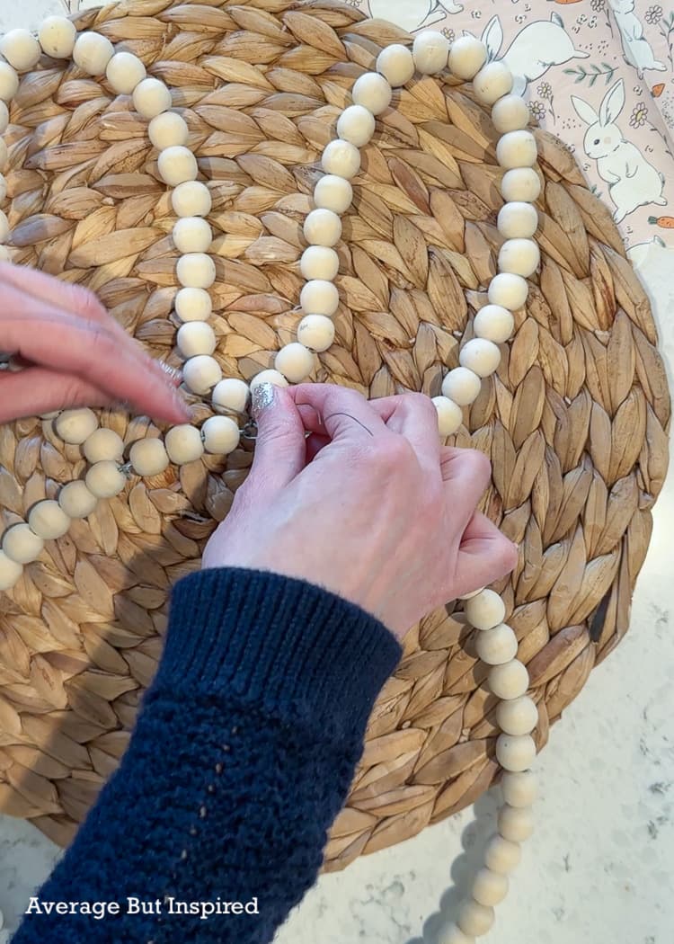 DIY Wood Bead Bunny Wreath: Dollar Tree Easter Door Decor
