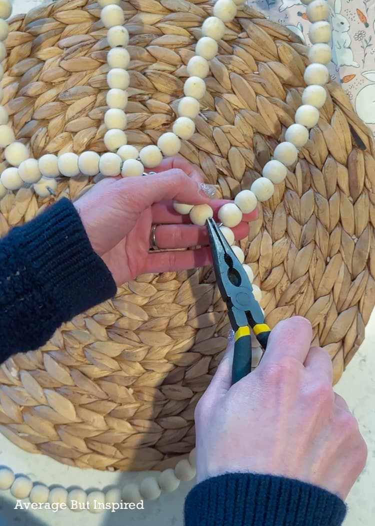 DIY Wood Bead Bunny Wreath: Dollar Tree Easter Door Decor